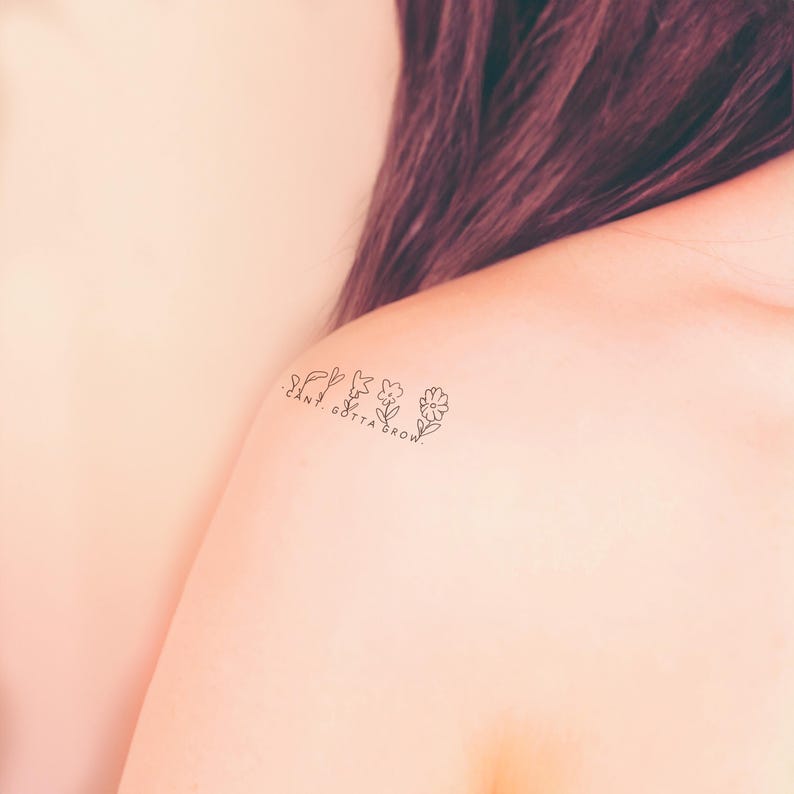 Can't. Gotta Grow Tattoo Single or 8.5"x11" Temporary Tattoo Sheet ...