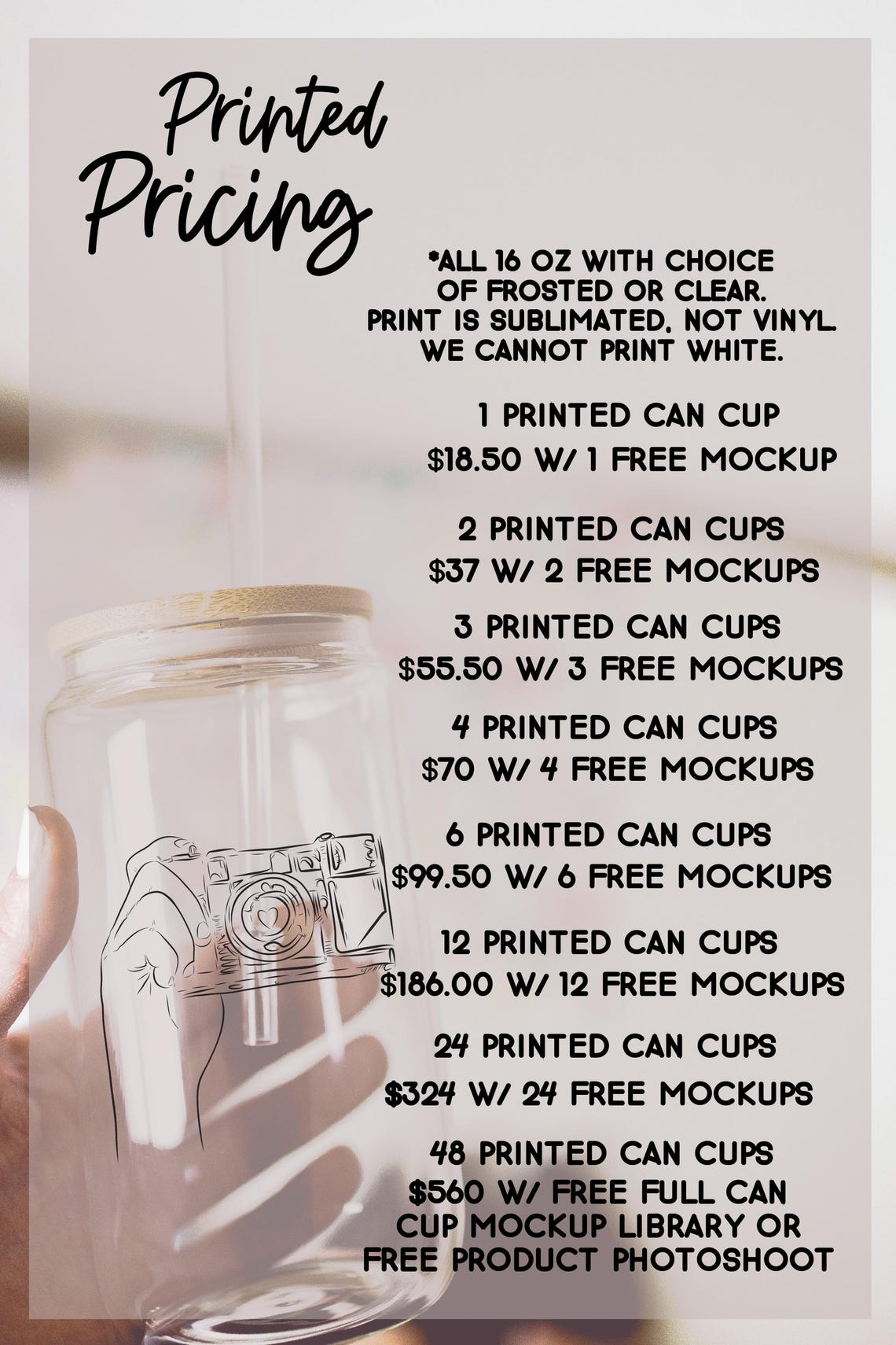 Wholesale 16 Oz Can Cups Frosted or Clear for Sublimation Printed or ...