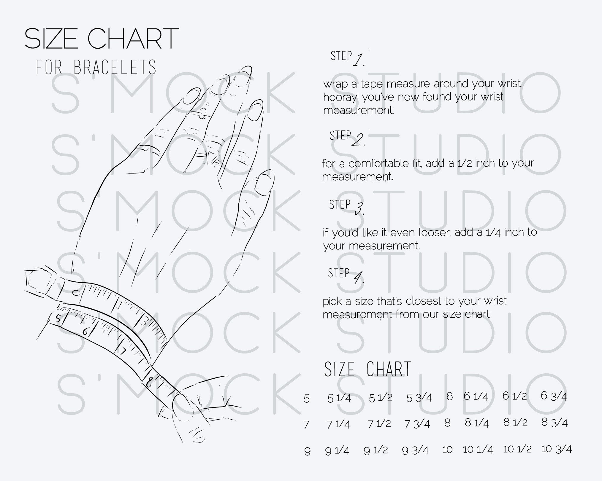 Illustrated Bracelet Sizing Chart Infographic for Small Business Stock ...