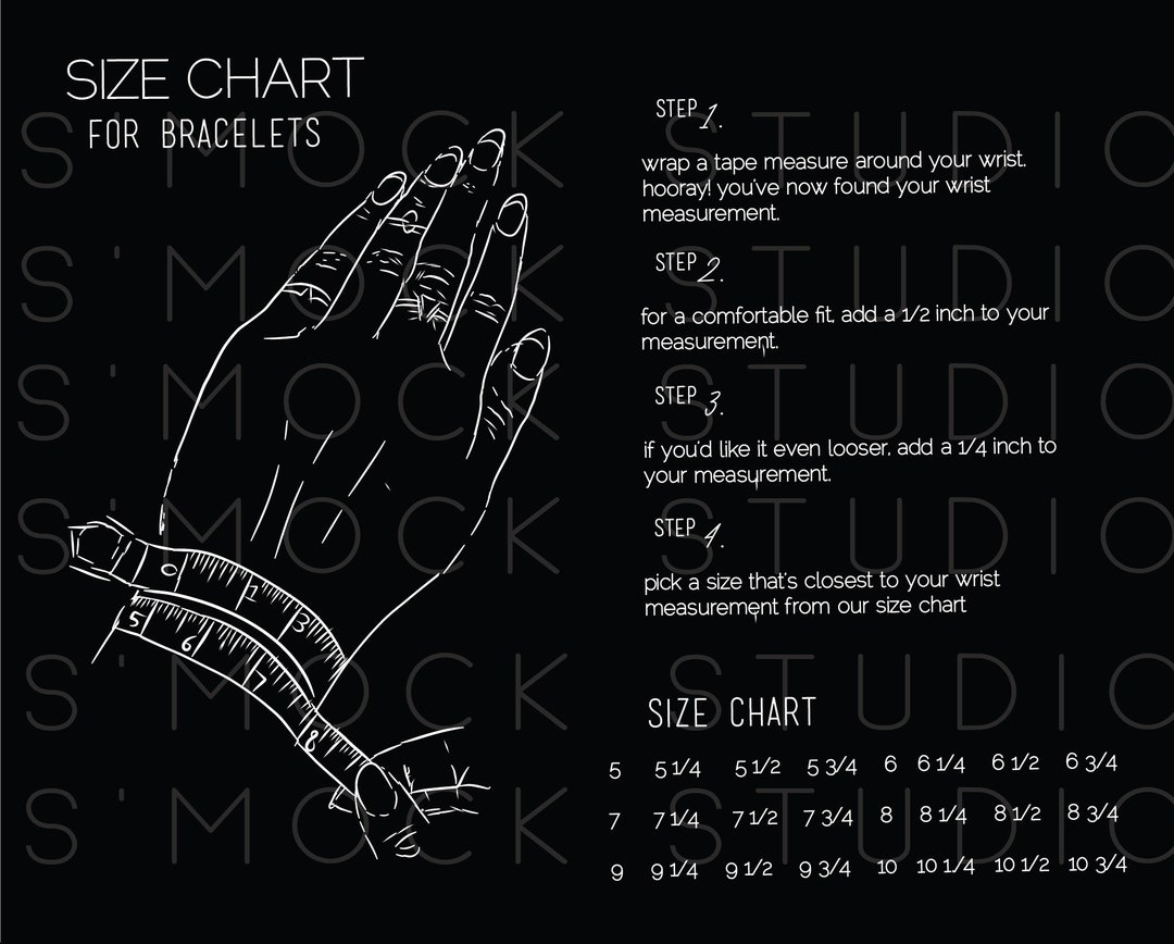 LIMITED QUANTITY Chart Illustrated Bracelet Sizing Chart Infographic ...