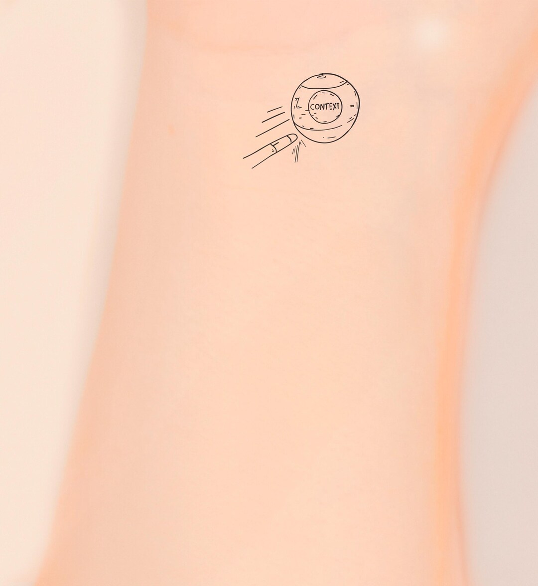 Context Cue Ball Tattoo Single or 8.5x11 Temporary Tattoo Sheet Temp Tats for Readers Pun Lovers ...