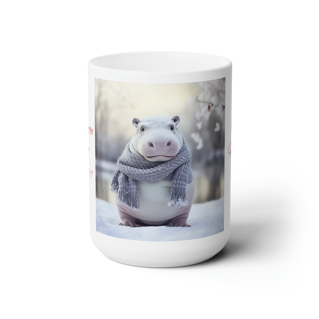 Personalized Merry Hippomas Ceramic Christmas Mug | Hippo Lovers Xmas ...