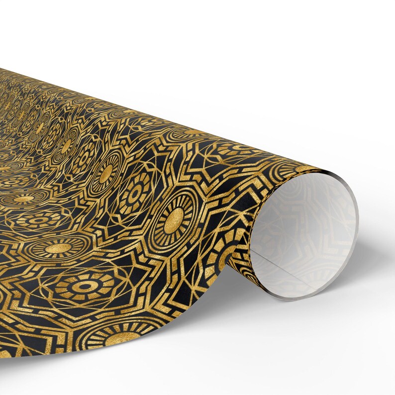 Art Deco Wrapping Paper | Gold Black Geometric Gift Wrap Roll - Etsy UK