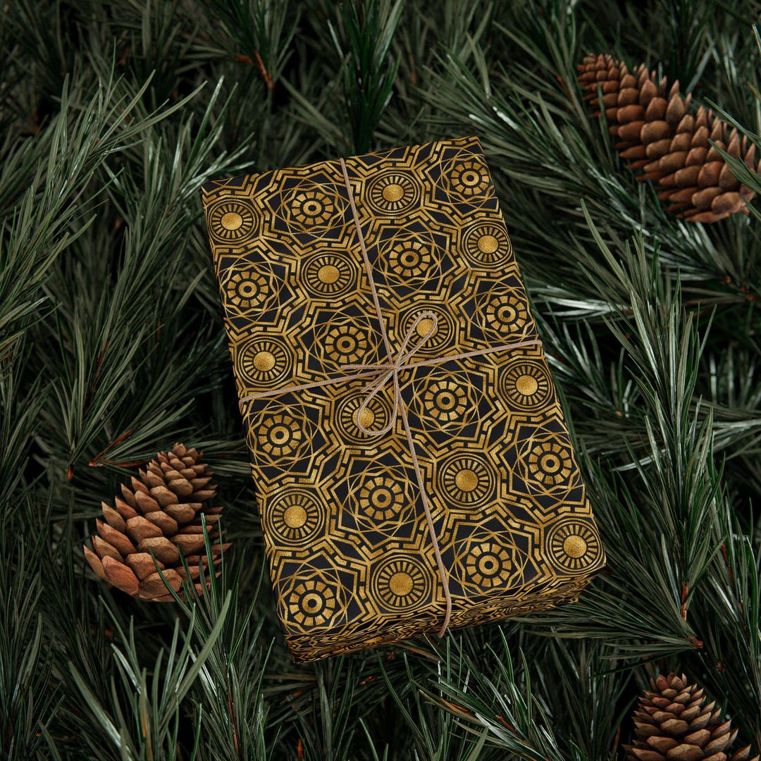 Art Deco Wrapping Paper | Gold Black Geometric Gift Wrap Roll - Etsy UK