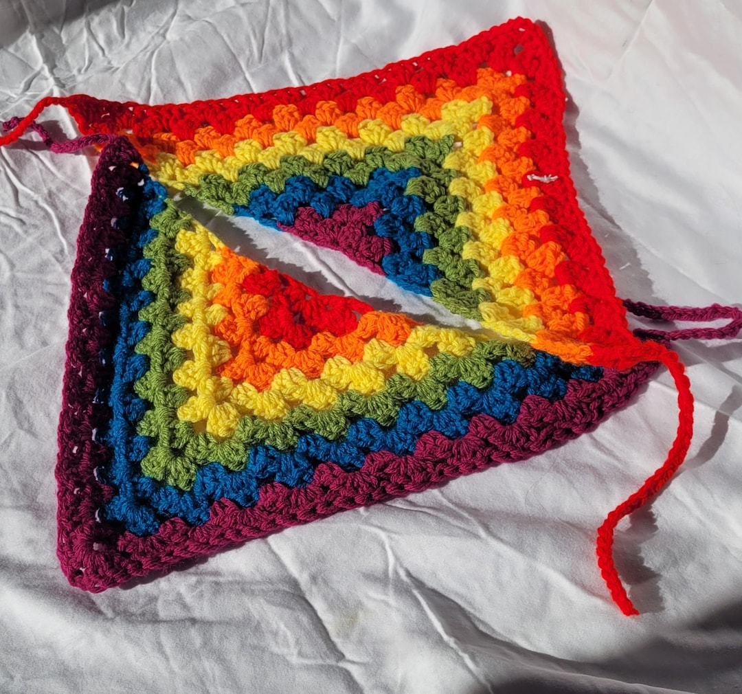 Crochet Pride Flag Bandana, LGBTQ+ Accessory - Etsy