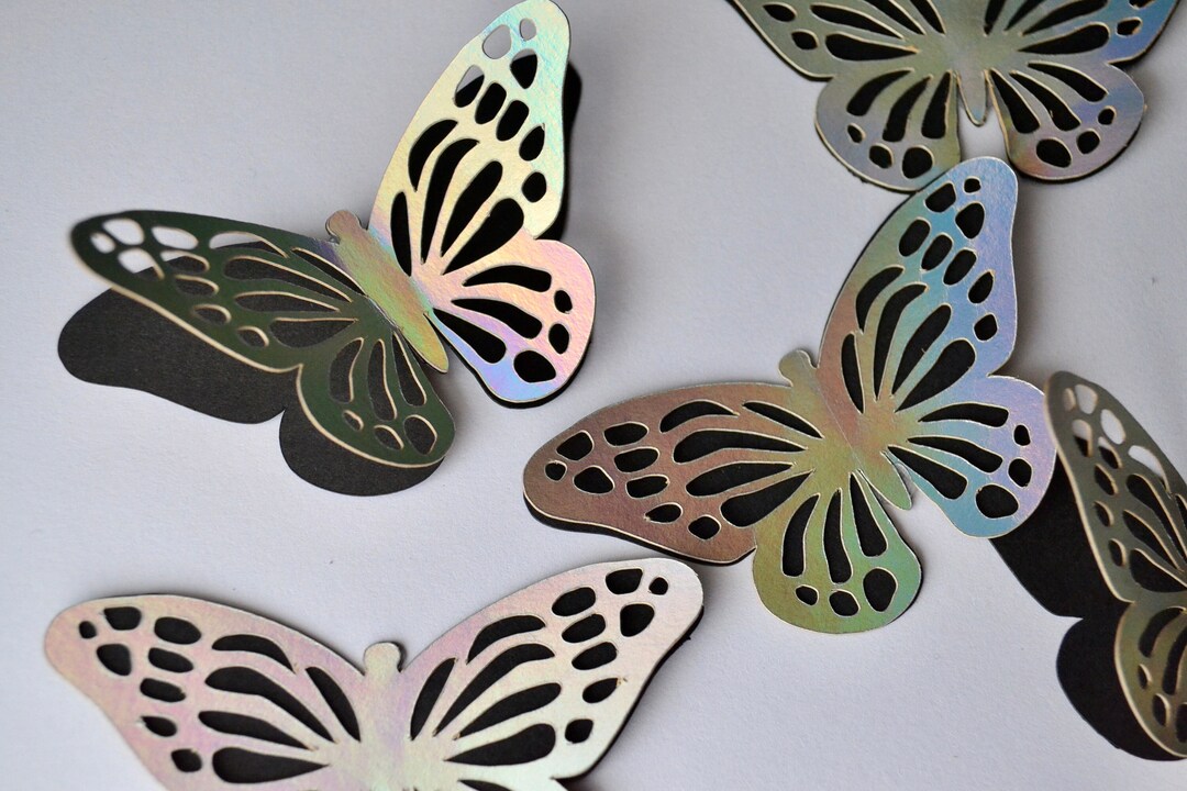 3D Black and Holo Butterflies/ Pre-cut Butterflies/ Cardstock ...