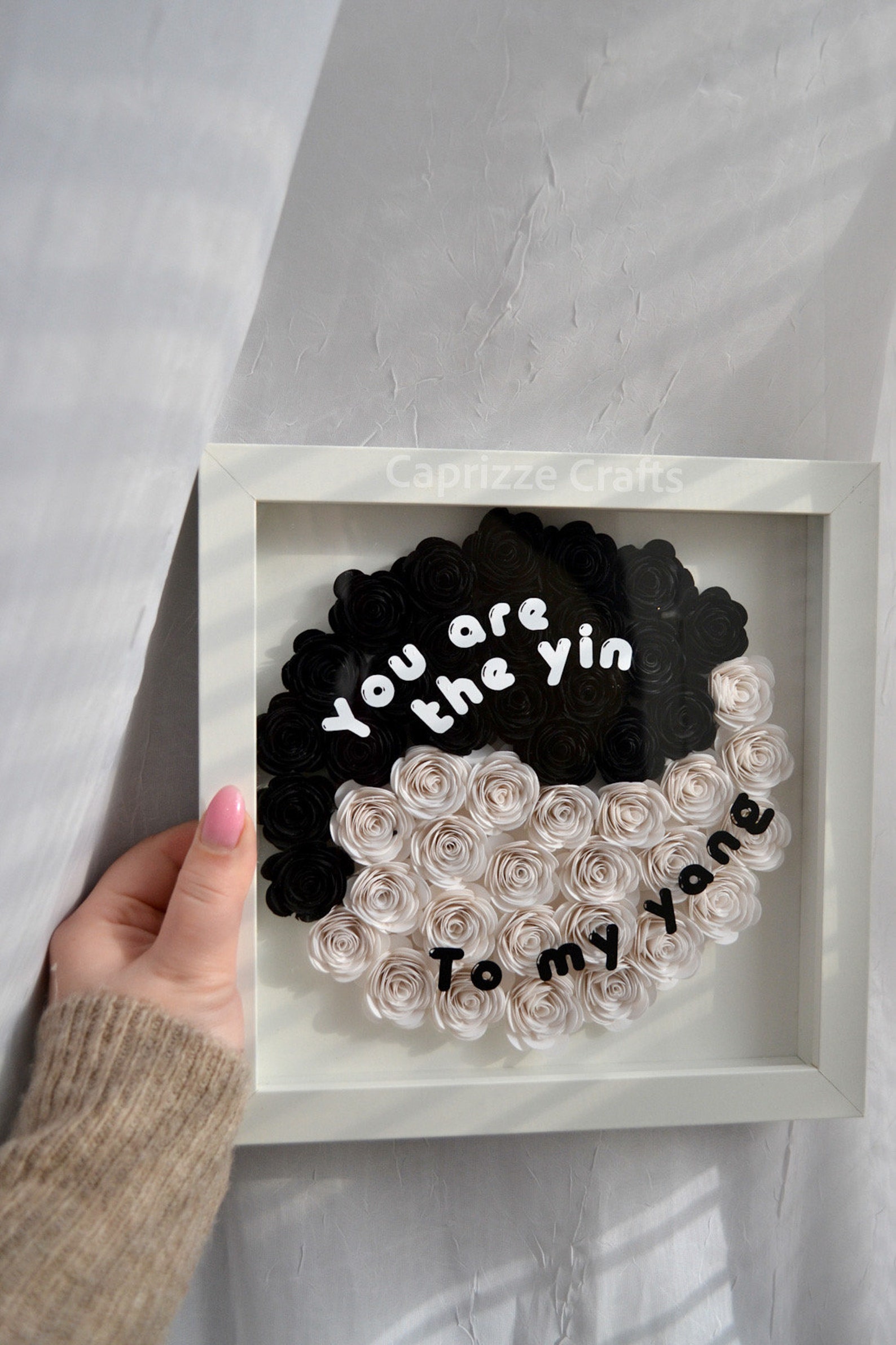 Ying and Yan Frame/ Paper Flower Shadow Box/ Paper Flower Frame - Etsy