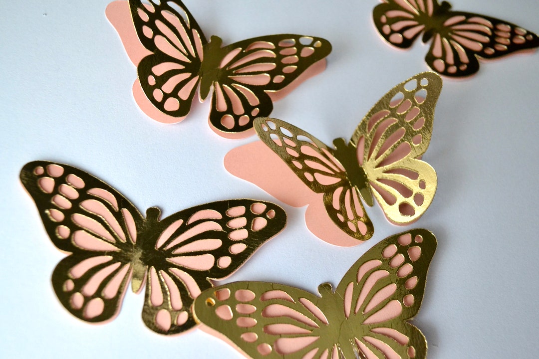 3D Blush Shimmer Butterflies/ Pre-cut Butterflies/ Cardstock ...