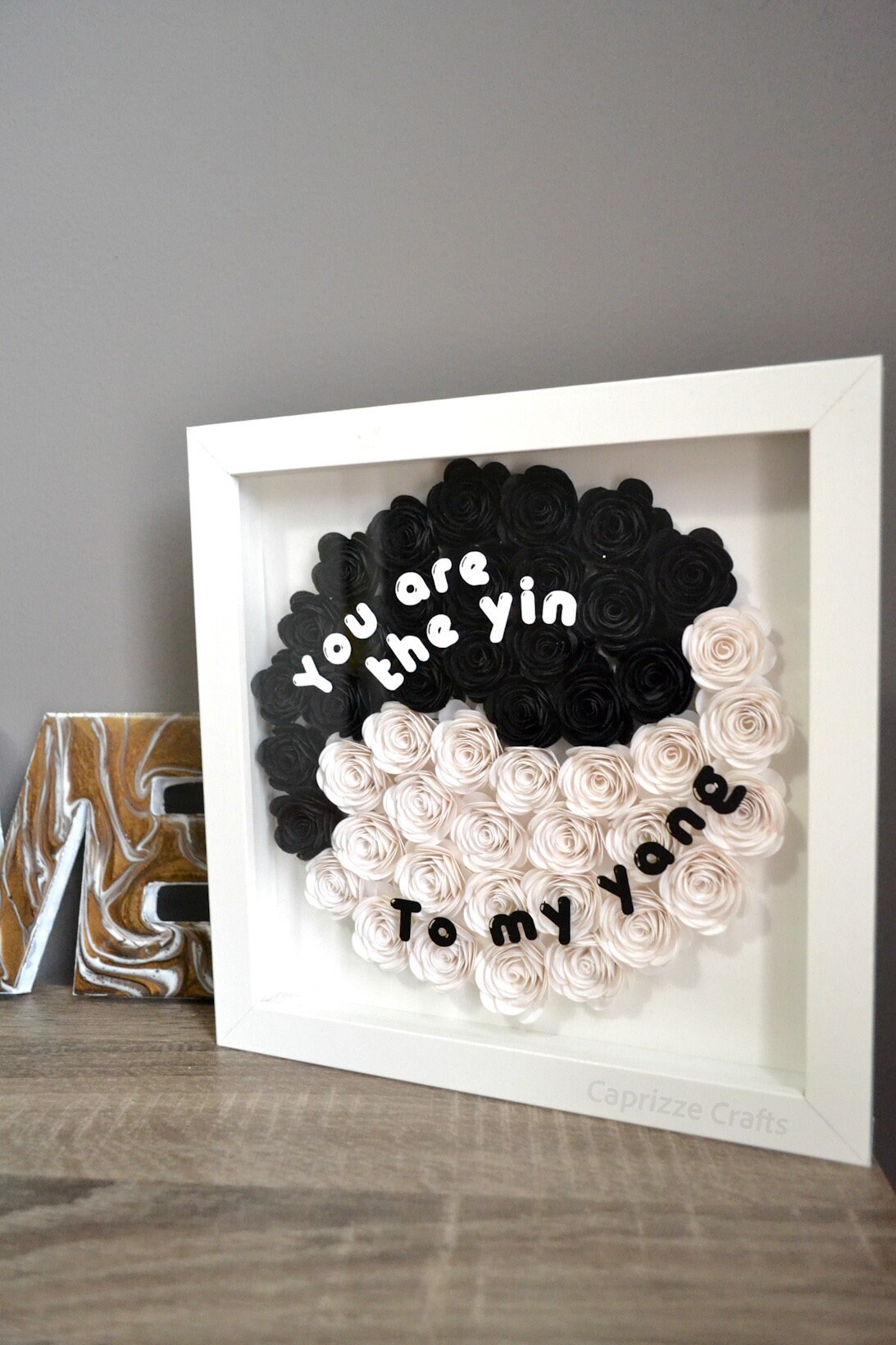 Ying and Yan Frame/ Paper Flower Shadow Box/ Paper Flower Frame - Etsy