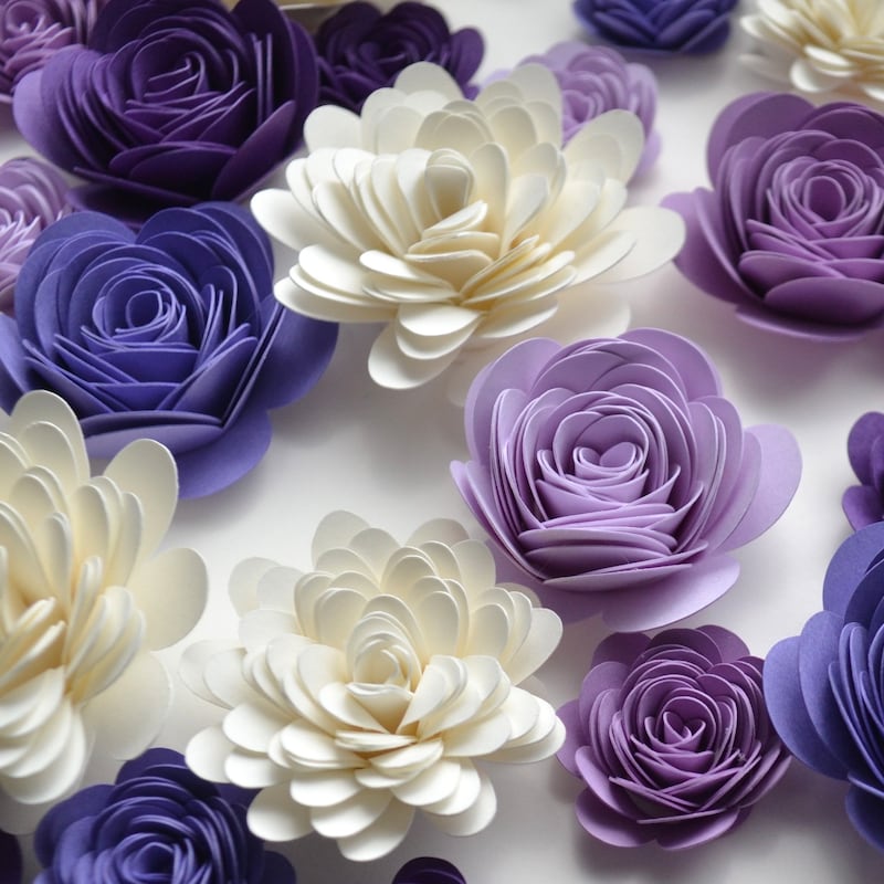 Purple Paper Flowers - Etsy