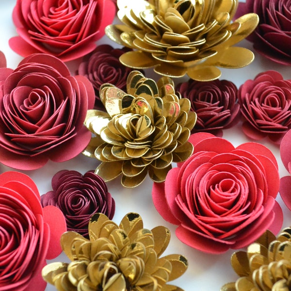 Gold Paper Flowers - Etsy