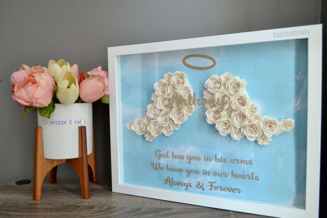 Personalized Memorial Paper Flower Shadow Box, Customized Remembrance ...