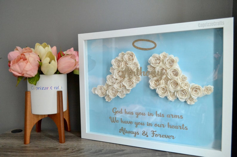 Personalized Memorial Paper Flower Shadow Box, Customized Remembrance ...