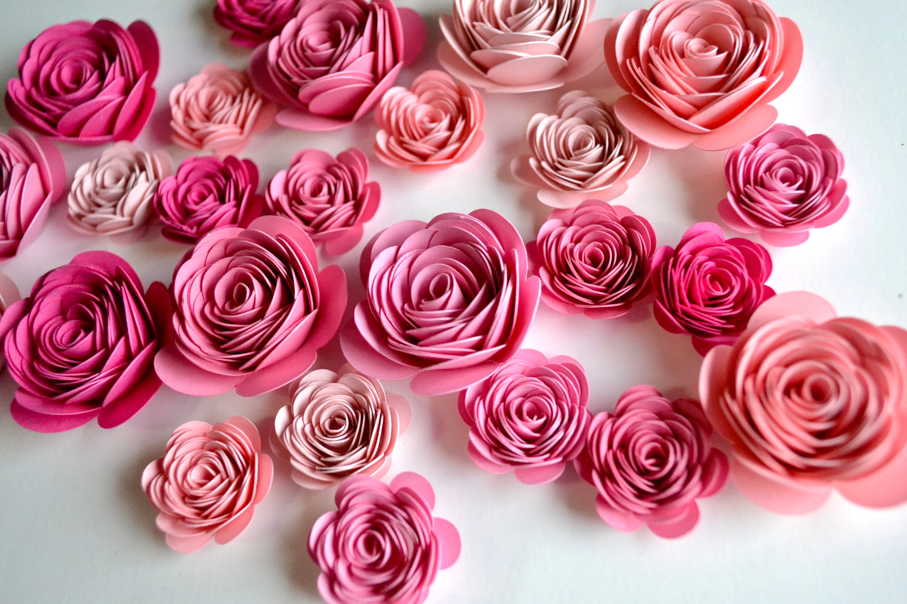 25pc Mixed Pink Hand Rolled Paper Flowers/ Loose Paper Flowers/ Paper ...