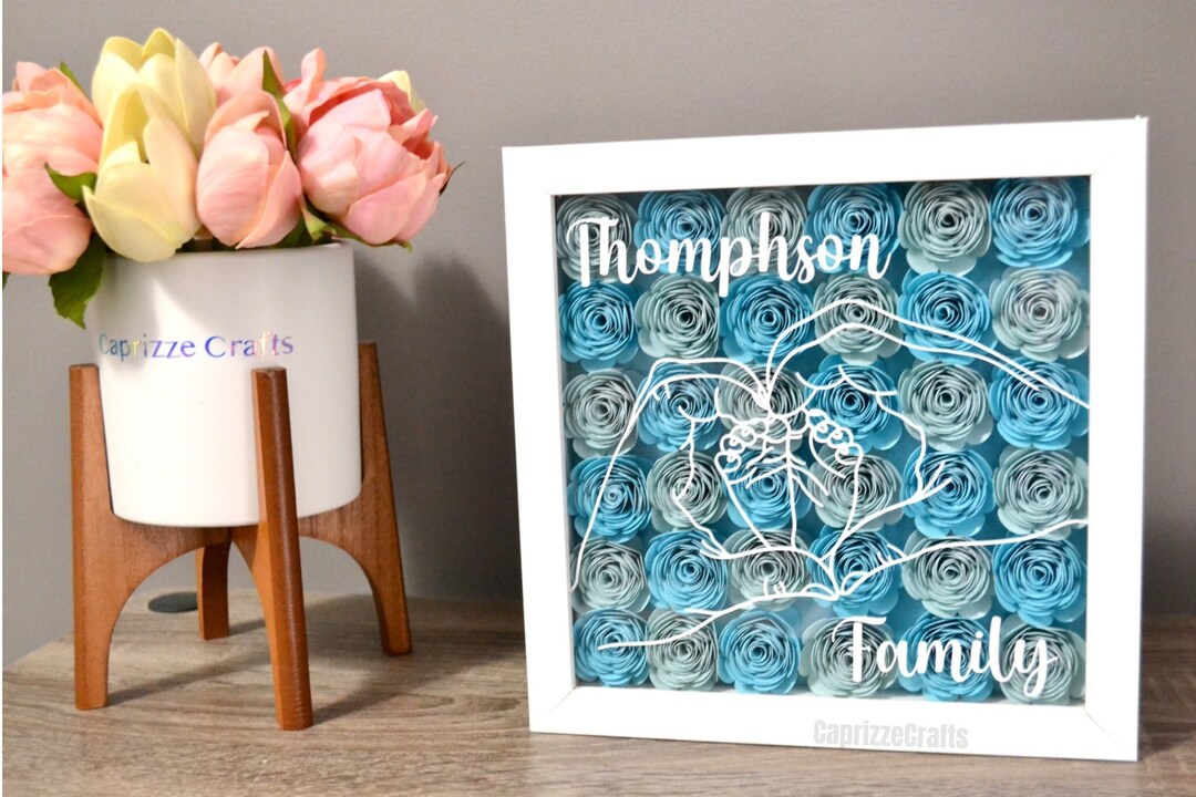 Personalized Paper Flower Shadow Box, Family Shadow Box, Gift for ...