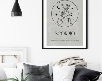 SCORPIO Wall Art Zodiac Poster Printable, Scorpio Art, Scorpio Wall Art ...