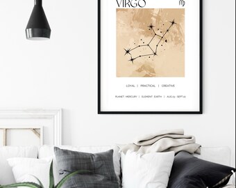 VIRGO Wall Art Zodiac Poster Printable, Virgo Art, Virgo Wall Art ...