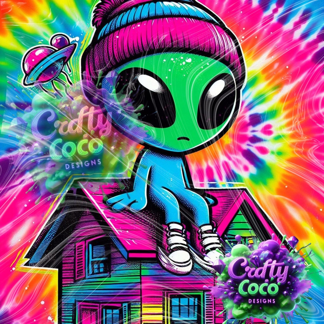 Alien Tie Dye UFO Png Tie Dye Png Trippy Alien Outer Space Tie Dye ...