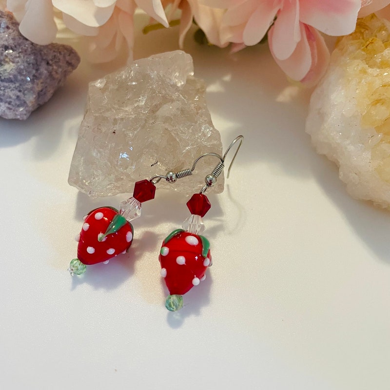 Strawberry Earrings - Etsy