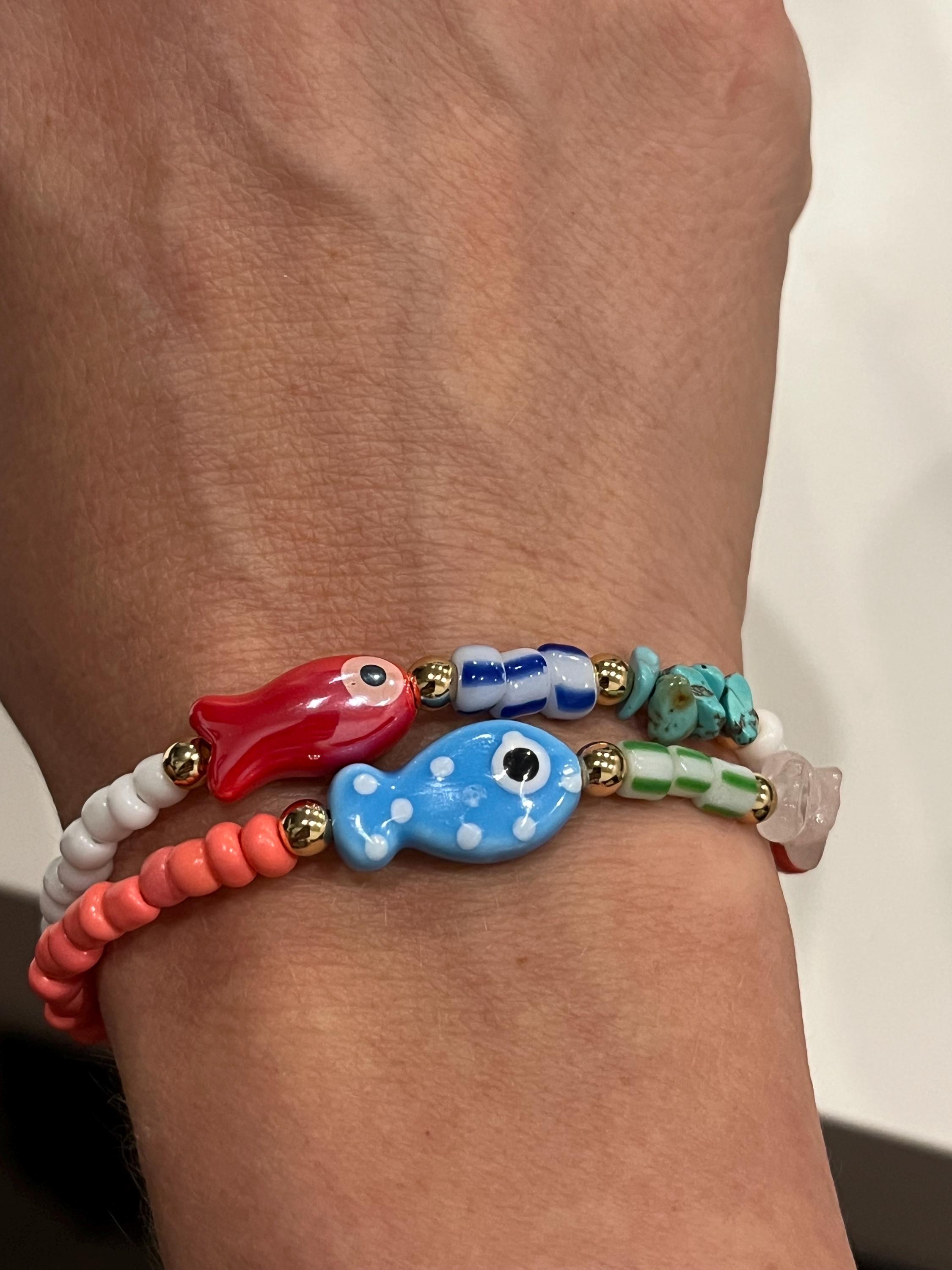 Porcelain Fish Bracelet-fish Charm Bracelet-beach Bracelet-beach ...