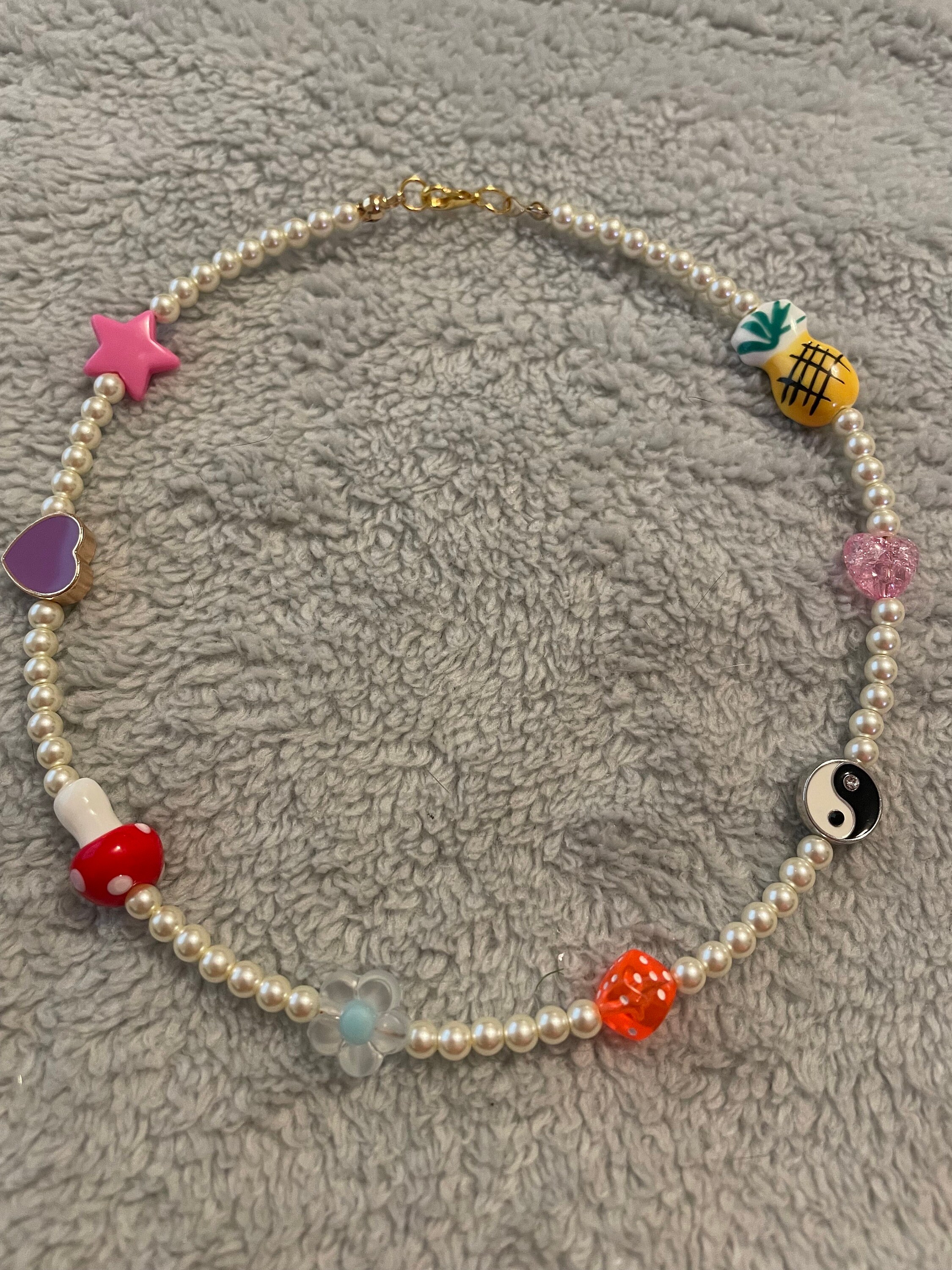 Mixed Beaded Necklace, 90s Inspired Necklace, Funky Beaded Necklace - Etsy