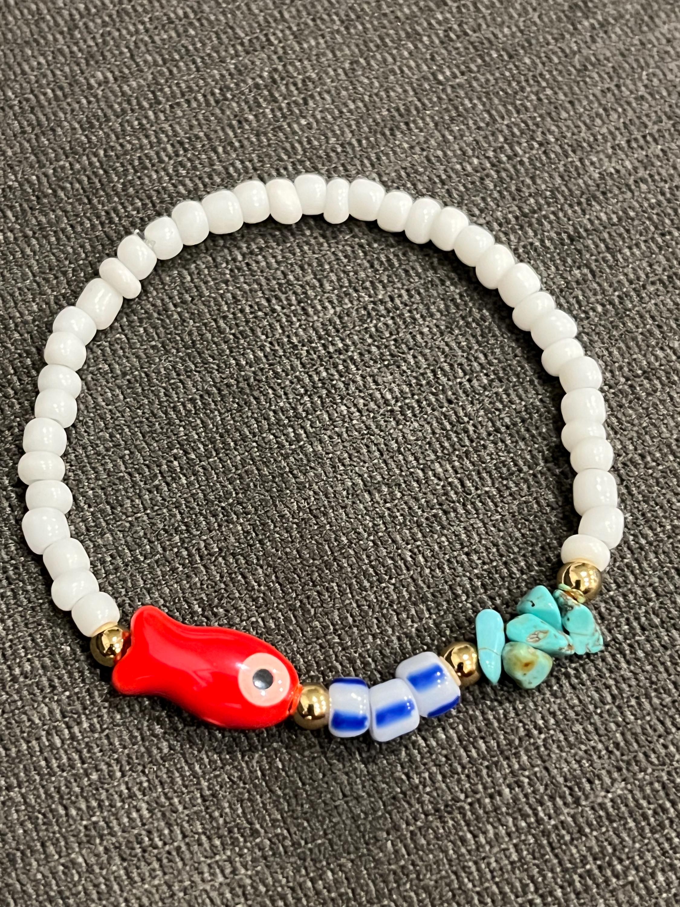Porcelain Fish Bracelet-fish Charm Bracelet-beach Bracelet-beach ...