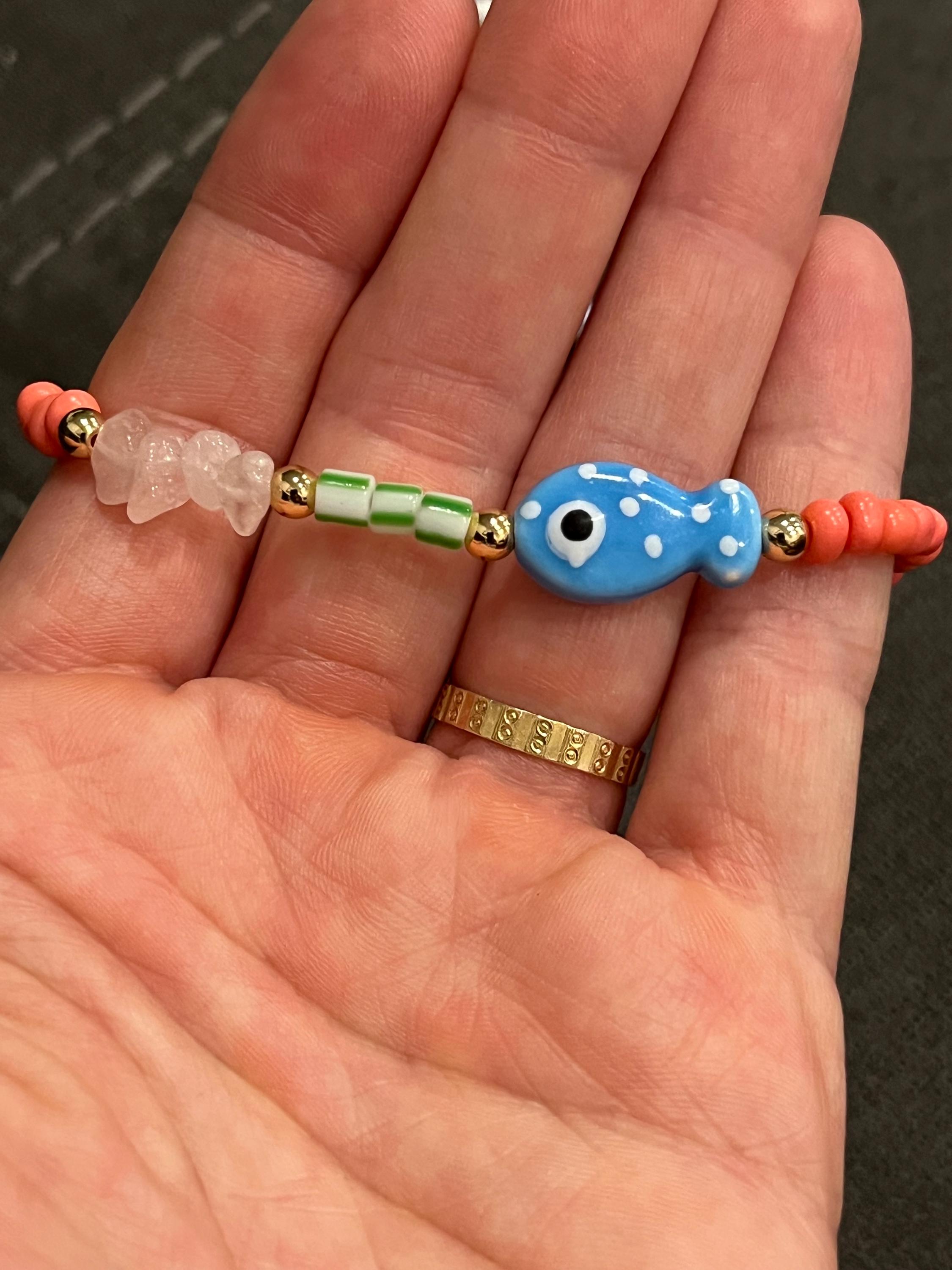 Porcelain Fish Bracelet-fish Charm Bracelet-beach Bracelet-beach ...