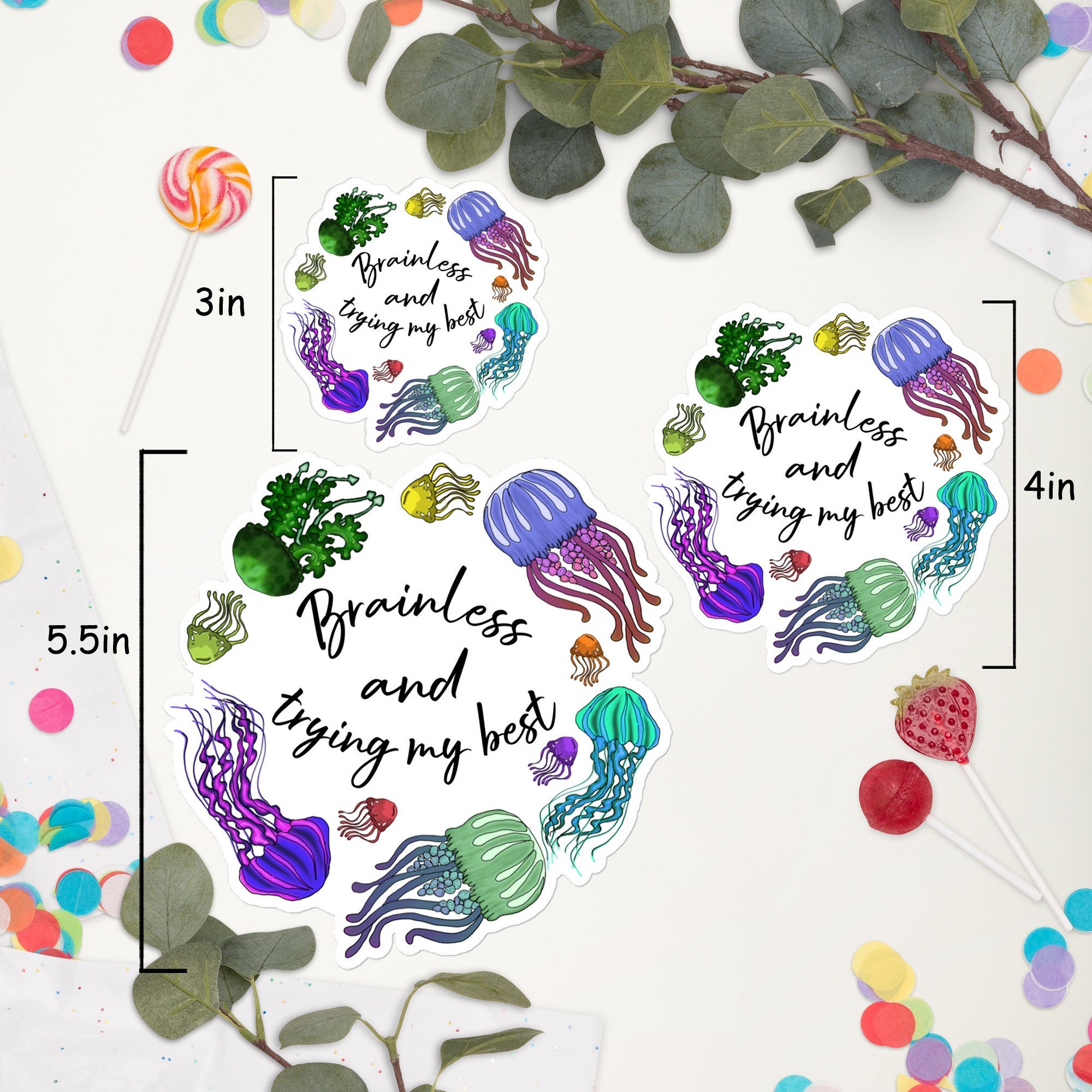 Brainless & Trying My Best Jellyfish Stickers - Etsy