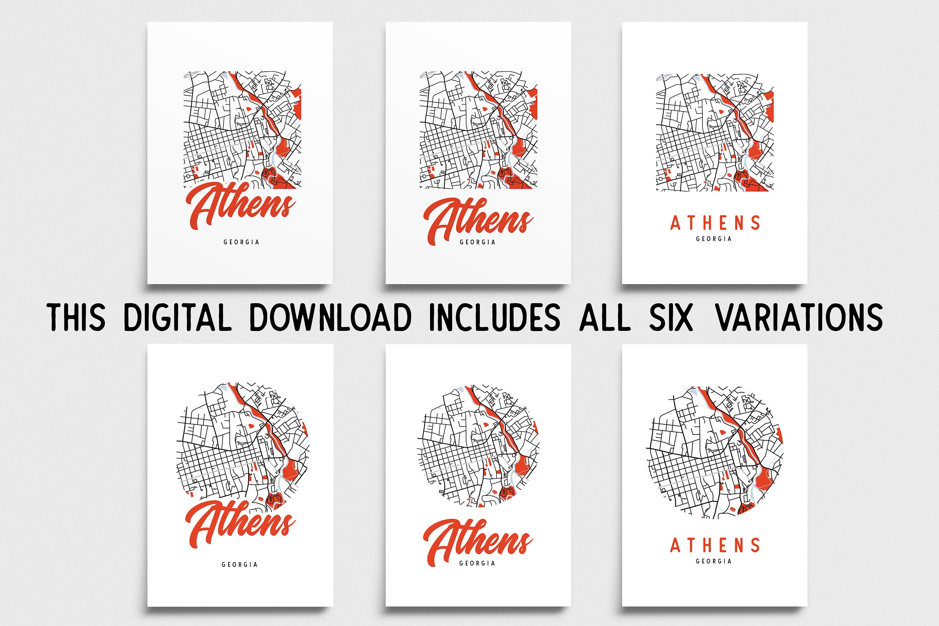 Athen Georgia Map Print | UGA Map Print | College Town Map Gifts - Etsy