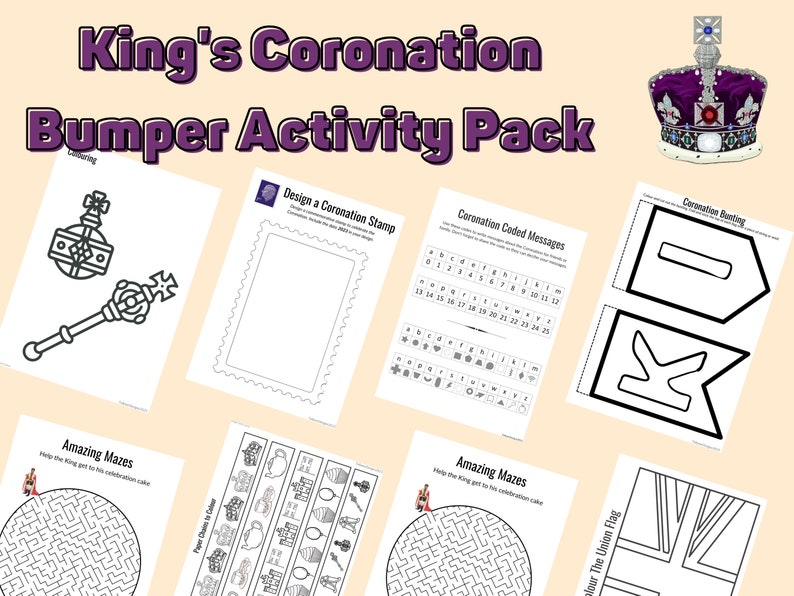 Kings Coronation Bumper Activity Pack for Kids, Including Colouring ...