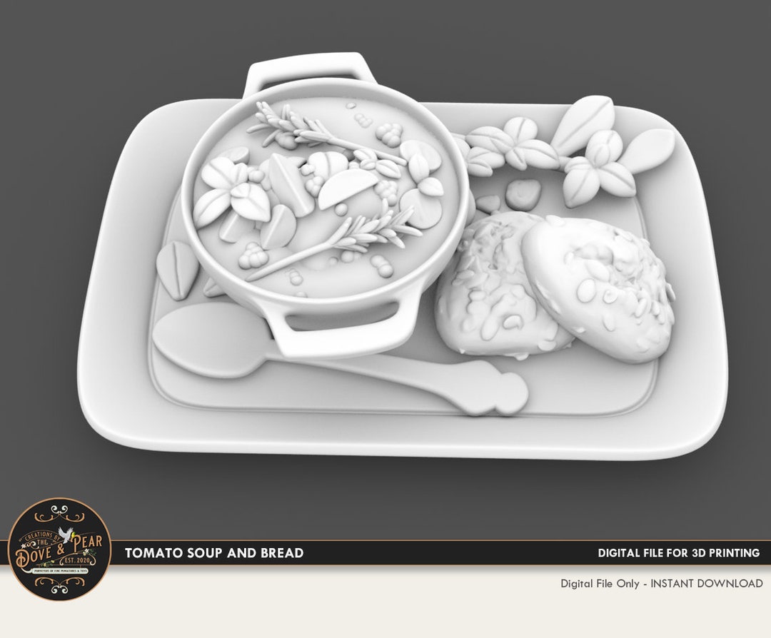 1:12 Tomato Soup Tray Food Dollhouse Miniature 3D STL PRINT File ...