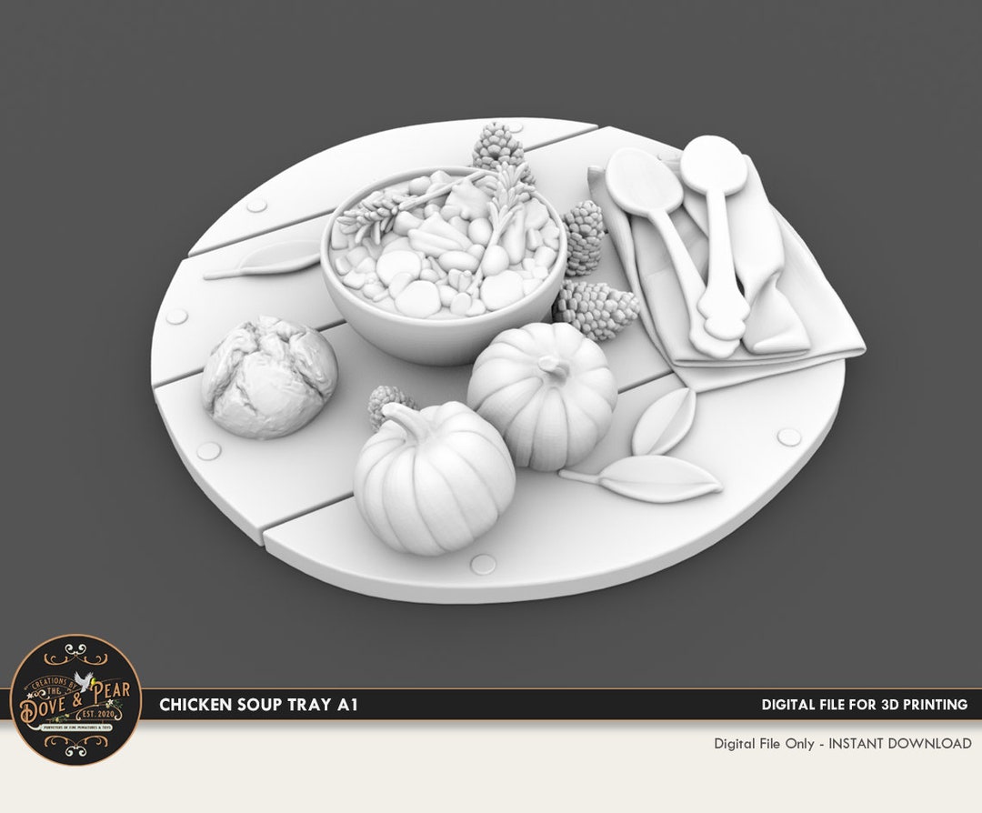 1:12 Chicken Soup Tray A1 Food Dollhouse Miniature 3D STL PRINT File ...