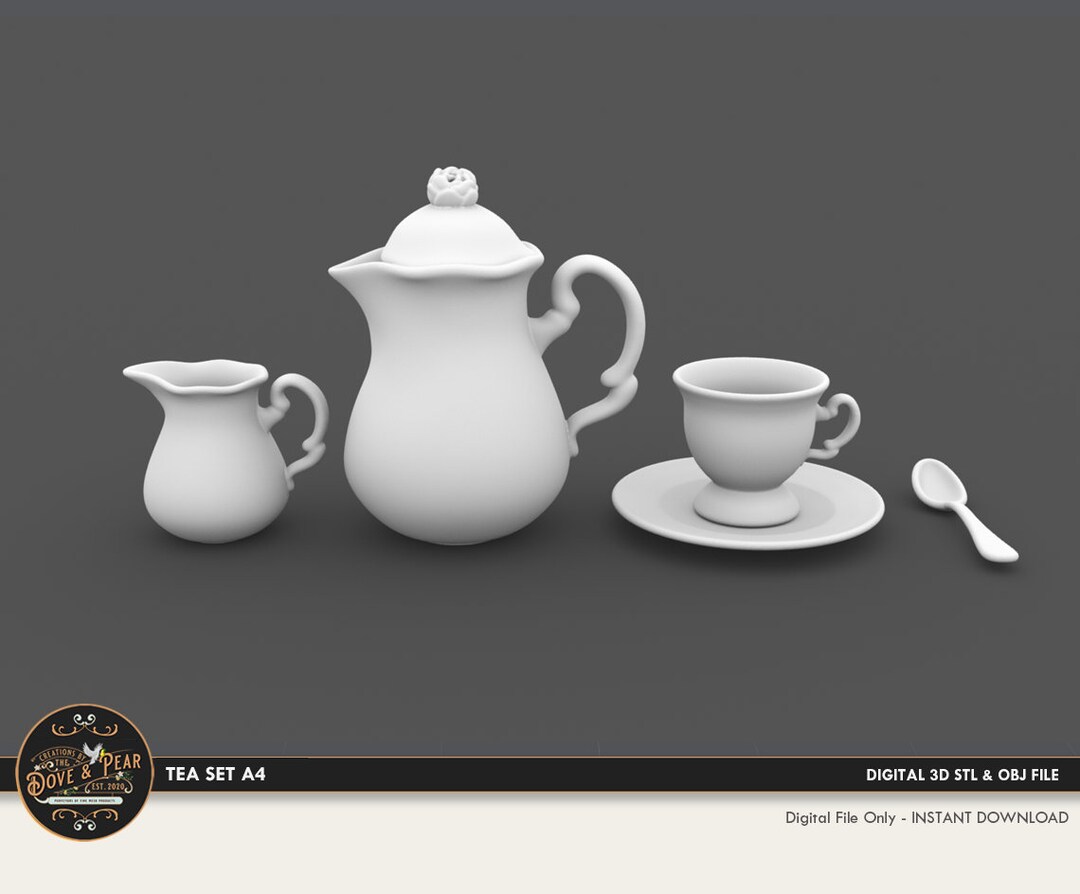 1:12 Tea Set A4 Dollhouse Miniature 3D STL File Instant Download - Etsy