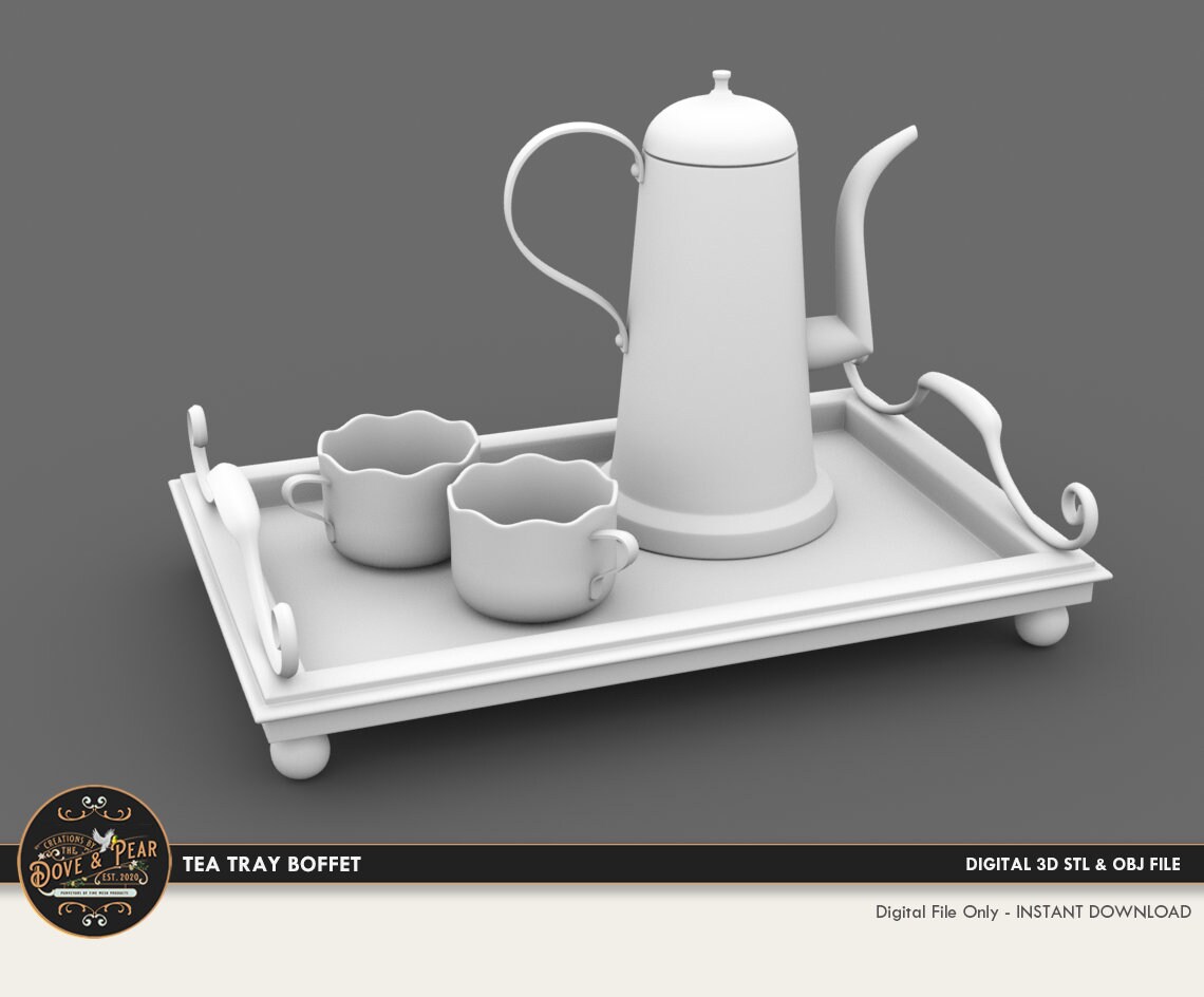 1:12 Tea Tray Boffet Dollhouse Miniature 3D STL PRINT File - Etsy