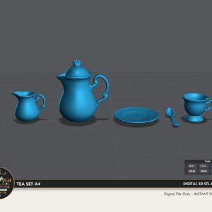 1:12 Tea Set A4 Dollhouse Miniature 3D STL File Instant Download - Etsy