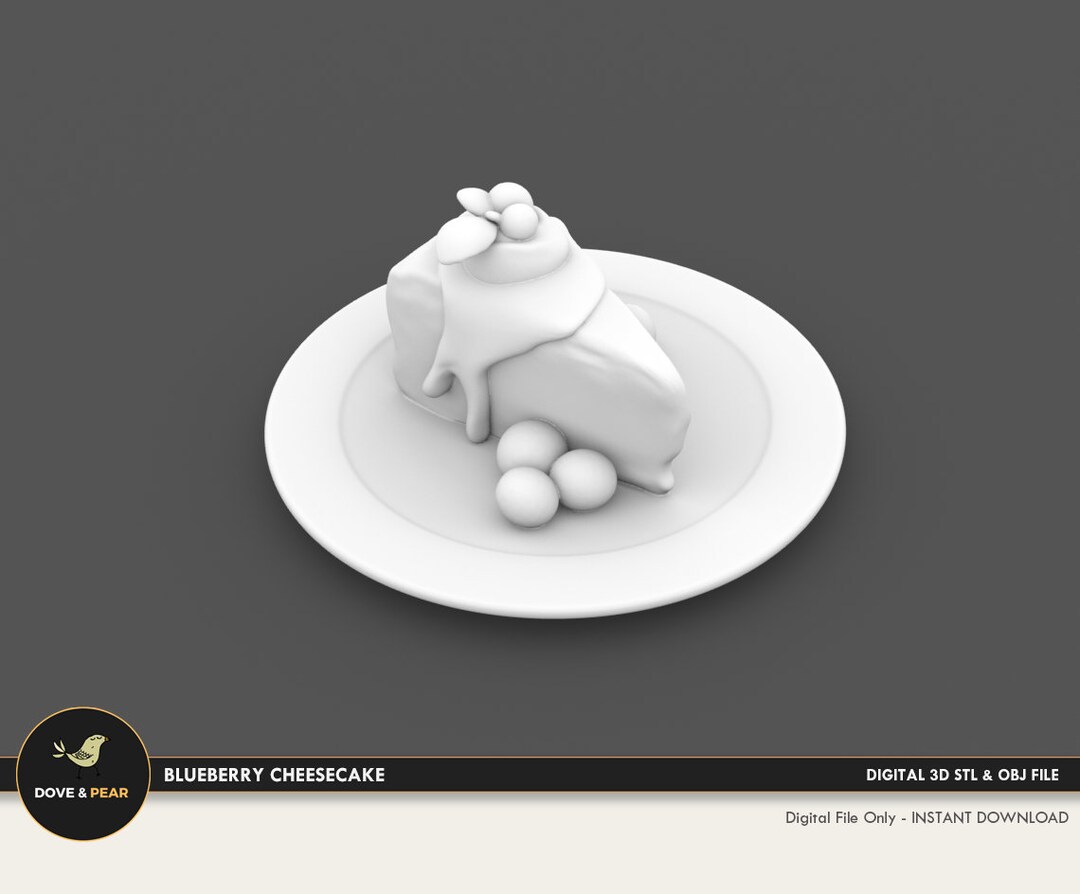 1:12 Blueberry Cheesecake Dessert Dollhouse Miniature 3D STL PRINT File ...