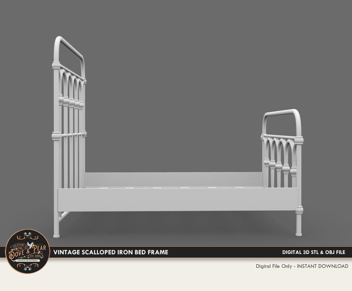 1:12 Vintage Scalloped Iron Bed Frame Dollhouse Miniature 3D - Etsy
