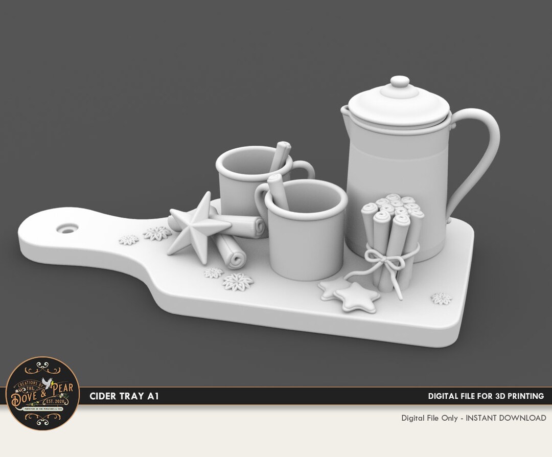 1:12 Apple Cider Tray Food Dollhouse Miniature 3D STL PRINT File ...