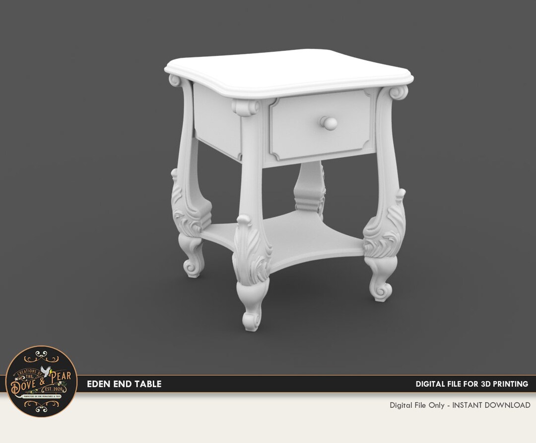 1:12 Ornate Eden Nightstand Dollhouse Miniature 3D STL PRINT File ...