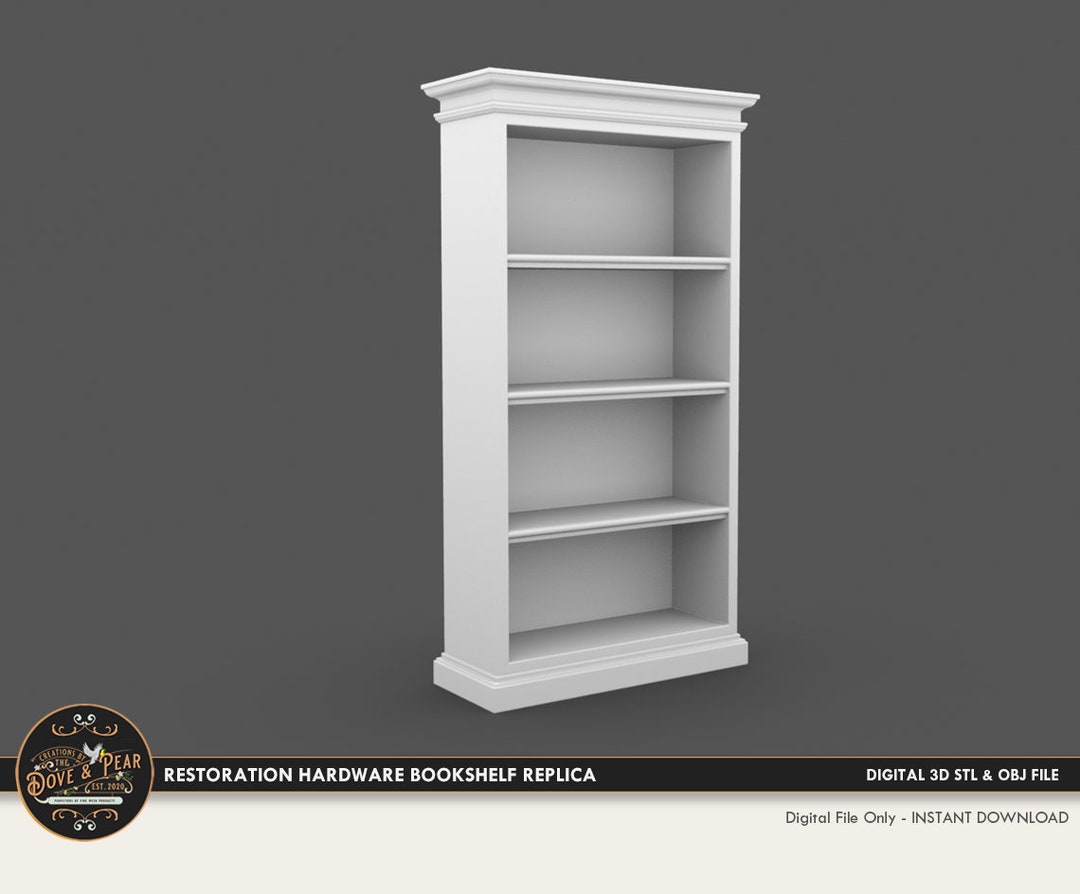 1:12 RH Bookshelf Replica Dollhouse Miniature 3D STL PRINT File Instant ...