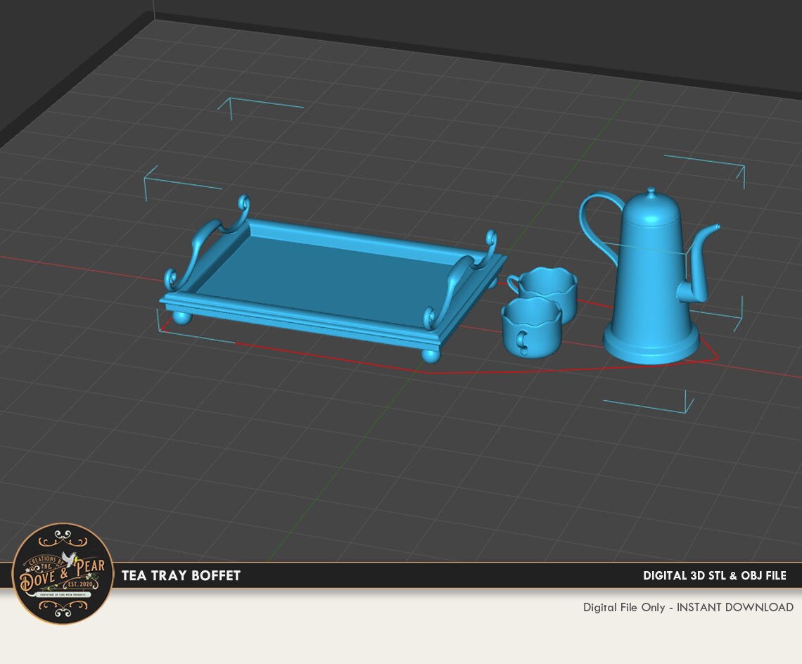 1:12 Tea Tray Boffet Dollhouse Miniature 3D STL PRINT File - Etsy