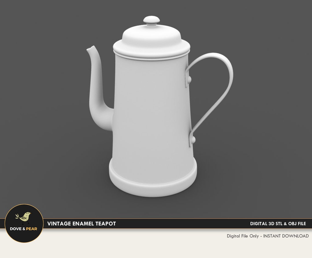 1:12 Vintage Enamel Teapot Dollhouse Miniature 3D STL PRINT File ...