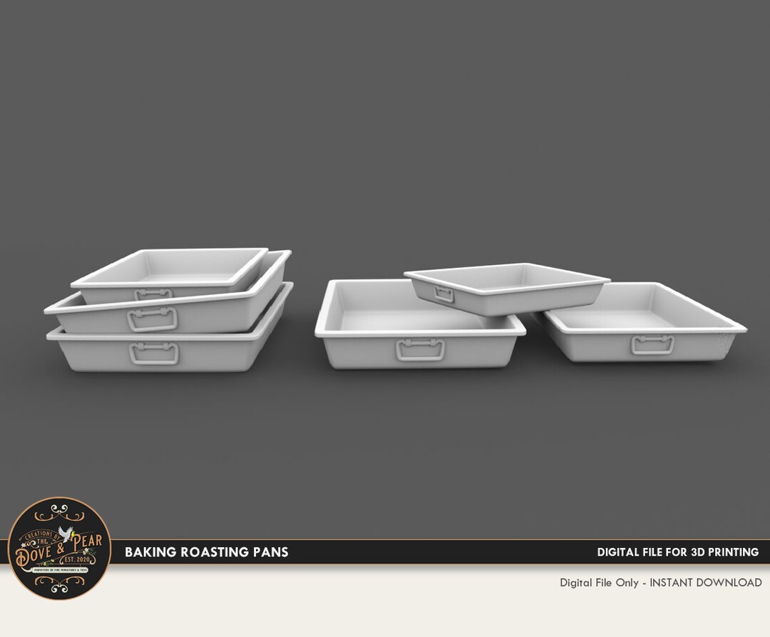 1:12 Baking Pans Tins Dollhouse Miniature 3D STL PRINT File Instant ...
