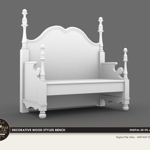 1:12 Decorative Wood Styled Bench Dollhouse Miniature 3D STL PRINT File ...