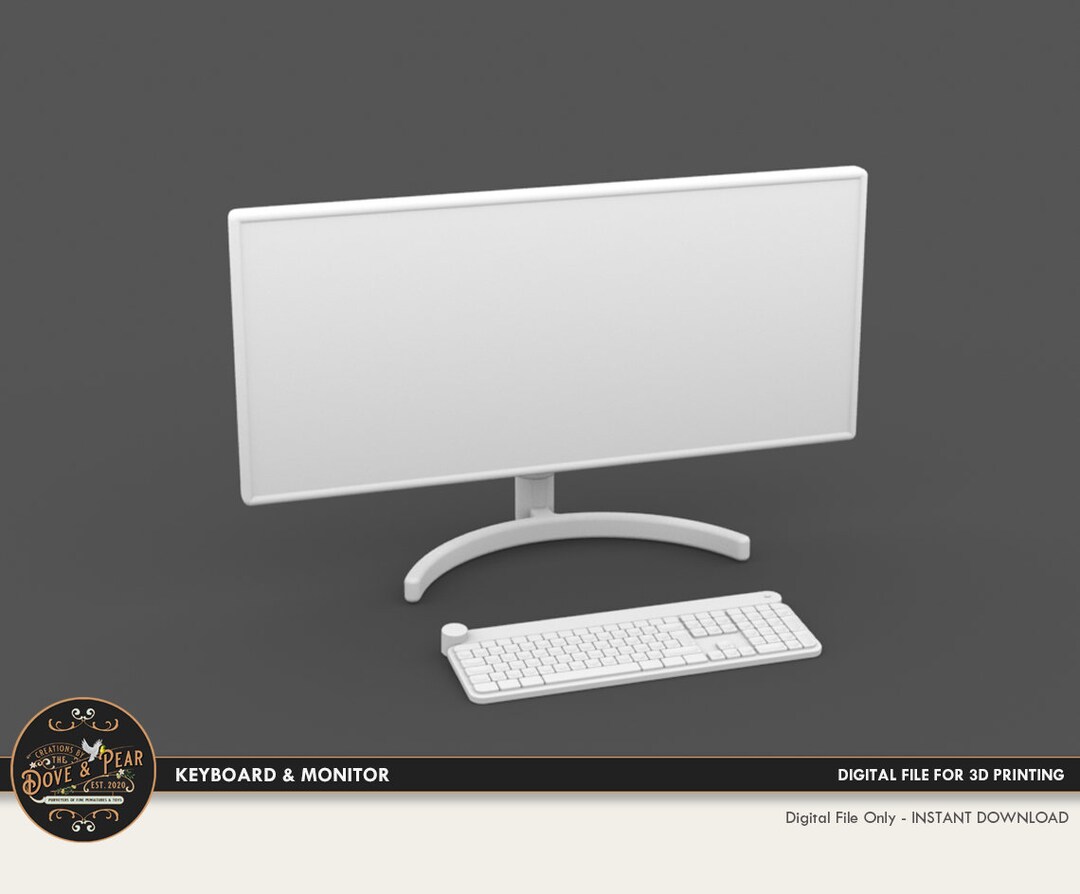 1:12 Keyboard and Monitor Dollhouse Miniature 3D STL PRINT File Instant ...