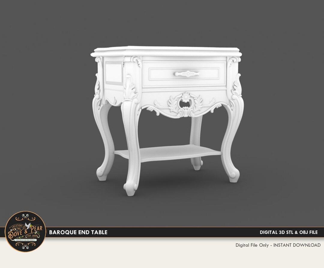 1:12 Baroque End Table Dollhouse Miniature 3D STL PRINT File Instant ...