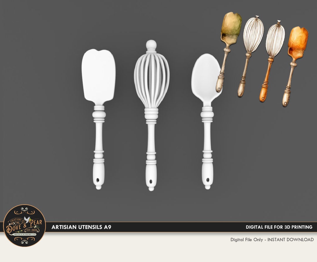 1:12 Artisan Kitchen Utensils Dollhouse Miniature 3D STL PRINT File ...