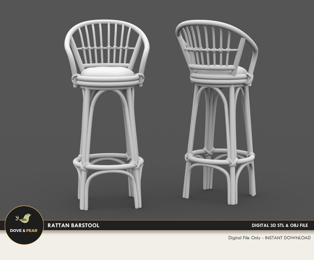 1:12 Rattan Barstool Dollhouse Miniature 3D STL PRINT File Instant ...