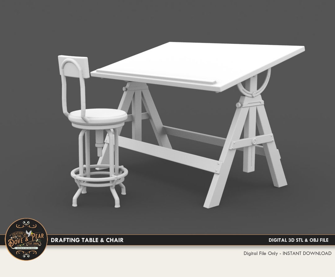 1:12 Drafting Table Dollhouse Miniature 3D STL PRINT File Instant ...