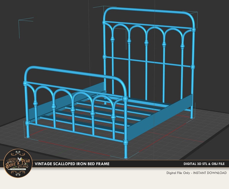 1:12 Vintage Scalloped Iron Bed Frame Dollhouse Miniature 3D - Etsy